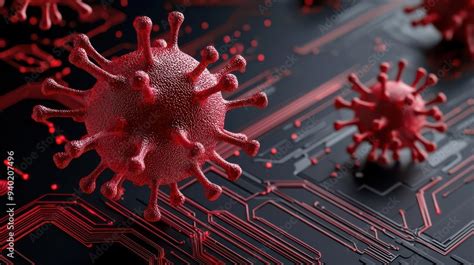 Virus Signatures Spreading Like Tendrils Through A Digital Landscape Infection Theme Top View