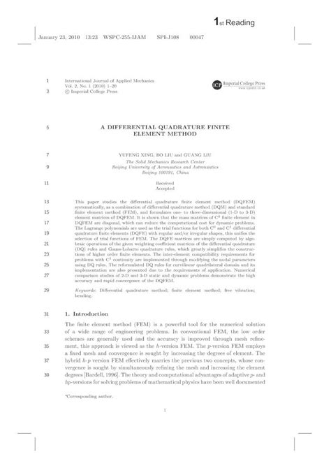 Pdf A Differential Quadrature Finite Element Method Dokumentips