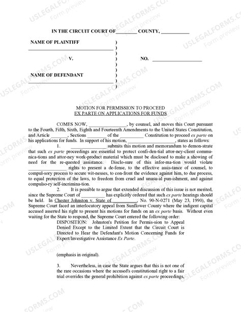 Ex Parte Application Requirements Us Legal Forms