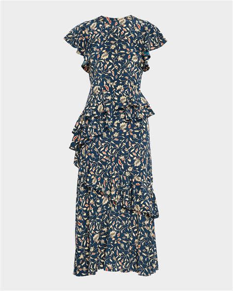 Ulla Johnson Amaia Cascading Ruffle Midi Dress