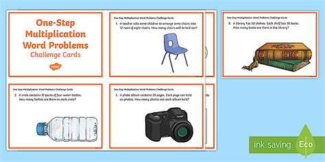 Ks2 One Step Multiplication Word Problems Maths Challenge Cards