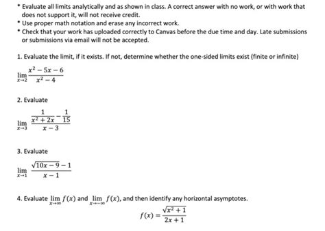 Solved Evaluate All Limits Analytically And As Shown In