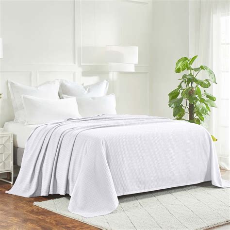 Superior Dobbyweave Knit Cotton Blanket 90 X 108 All Season Bed Blankets King White