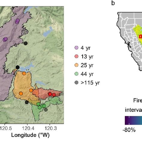 Map Of The Central Sierra Nevada Fire Chronosequence A Symbols