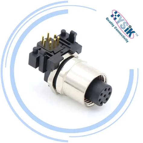 Fieldbus Ethernet M12 Connector Soldering 8 Pins Of Pcb Socket Angled Pin A Coding 8 Pin M12