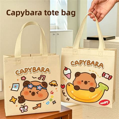 Qinjue Reuse Capybara Tote Bag Non Woven Portable Packaging Bags Cute
