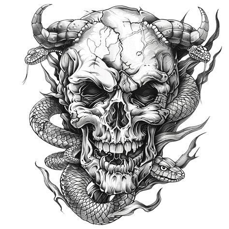 Skull Demon Tattoo Designs Tattoo Design With Skull On Vintage Paper