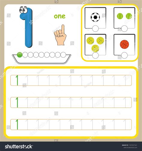 vektor stok number cards counting writing numbers learning tanpa