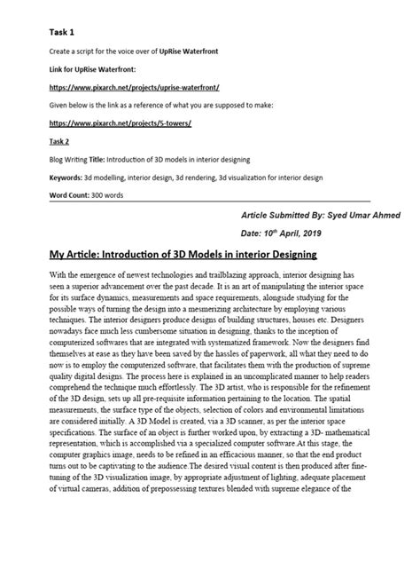 Script And Article Syed Umar Ahmed Pdf 3 D Computer Graphics 3