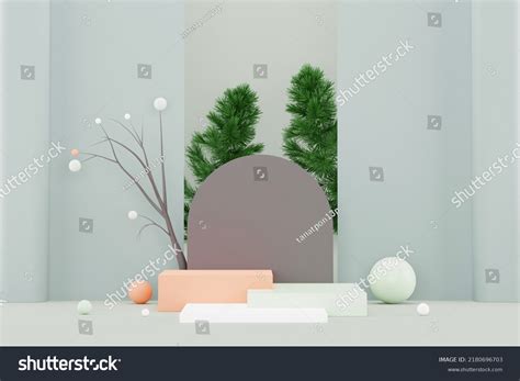 연단 스탠드가 있는 3d 렌더링 파스텔 스톡 일러스트 2180696703 Shutterstock
