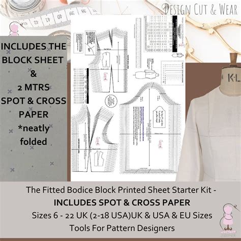 Basic Fitted Bodice Block Sloper Uk Sizes 8 22 Usa 2 18 And