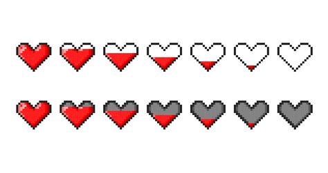 8 bit arcade game live level pixel heart bar 22746708 vector art at