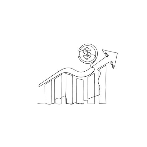 Continuous Line Drawing Rising Economy Graph Illustration 18554572