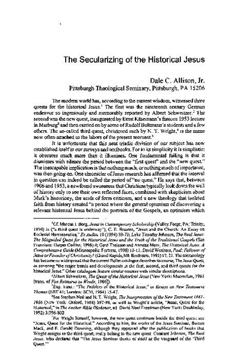 Pdf The Secularizing Of The Historical Jesus