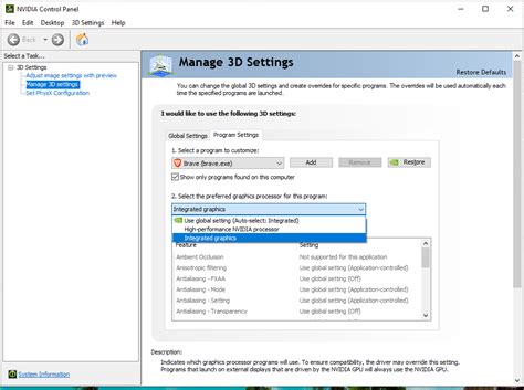 Brave Using Nvidia Gpu Instead Intel Gpu Desktop Support Brave