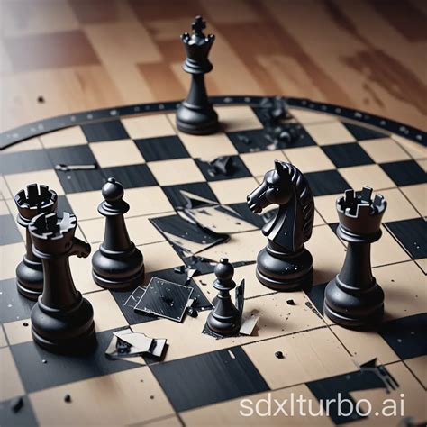 Depressed Chess Pieces On A Broken Board Sdxl Free Online