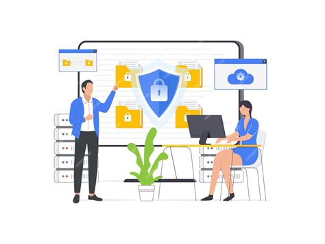 Premium Vector Illustration Of Data Security A Shield On A Computer