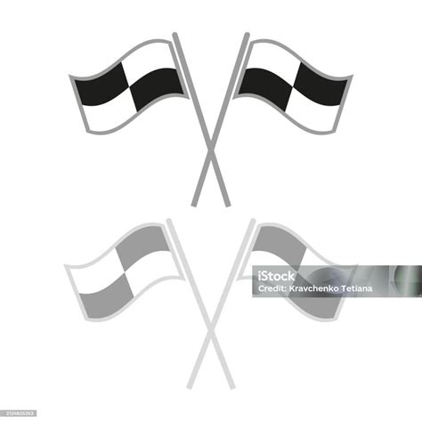 체크 무늬 깃발이 교차했습니다 레이싱 피니시 기호입니다 모터스포츠의 승리 신호 벡터 일러스트 레이 션입니다 주당순이익 10 Final Round에 대한 스톡 벡터 아트 및