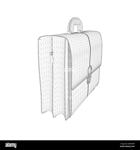 Briefcase Wireframe From Black Lines Isolated On White Background Isometric View 3d Vector