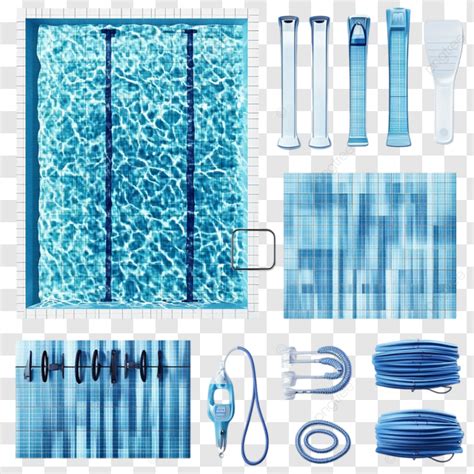 Swimming Pool With Accessories Set And Crystal Clear Water Isolated On