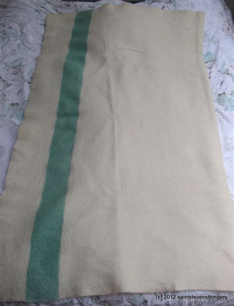 Vintage 4 Point Hudsons Bay England Wool Blanket 70 X 82 Green Stripe Thingery Previews