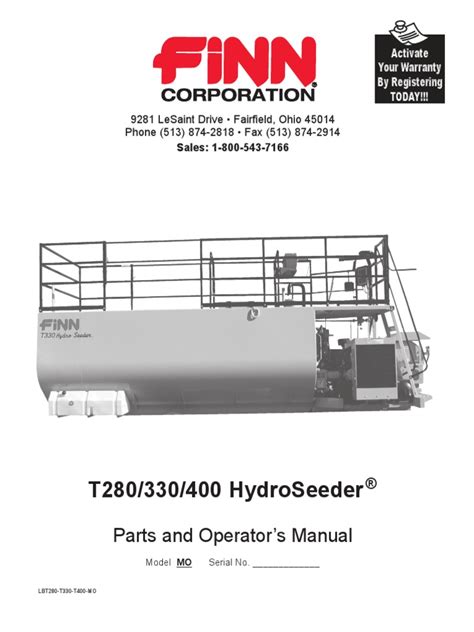 T280 330 400 Hydroseeder Parts And Operators Manual Pdf