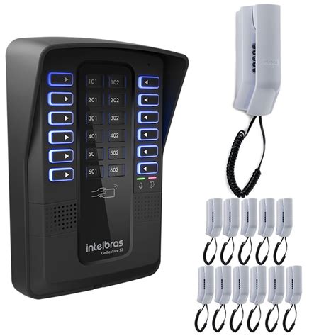Kit Central De Interfonia Condominial Coletiva 12 Ramais Interfones