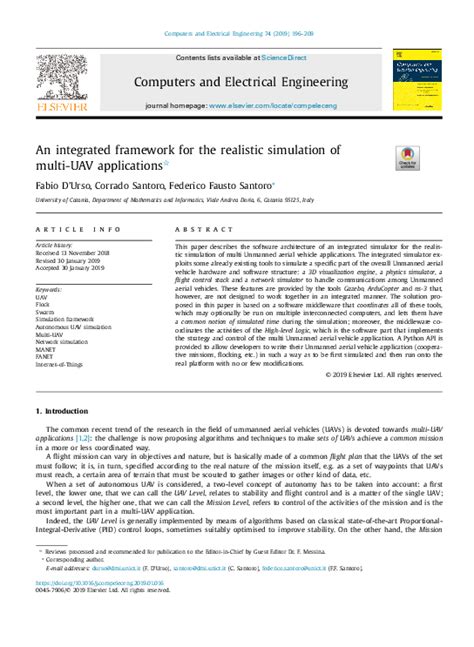 Pdf An Integrated Framework For The Realistic Simulation Of Multi Uav