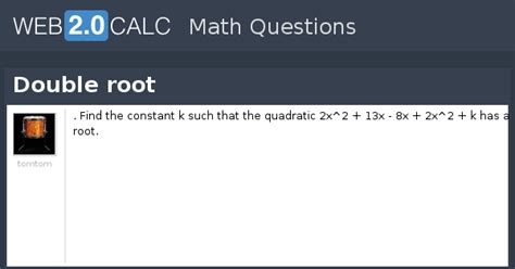 View Question Double Root