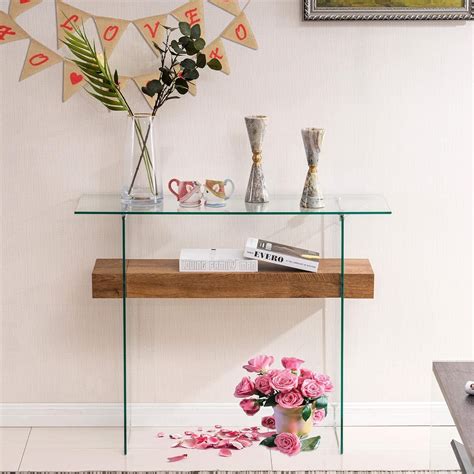 Narrow Glass Console Table With Storage Aptdeco