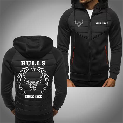 Chicago Bulls Padded Cotton Zip Up Hoodie Nousty