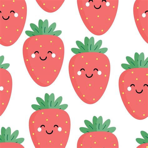 Cartoon Strawberries Wallpaper Friendly Food Phone Wallpaper