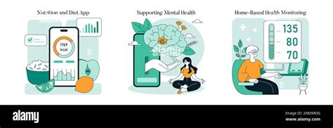 Wellness Monitoring Set Technology Enhancing Health Management And Diet Supporting Mental