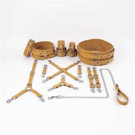 16 Piece Real Leather Bdsm Restraint Set Customizable