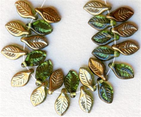 12mm X 6mm Small Leaf Bead Czech Glass Leaf Beads Top Hole Beads