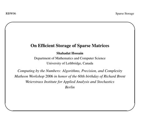 pdf on efficient storage of sparse matrices