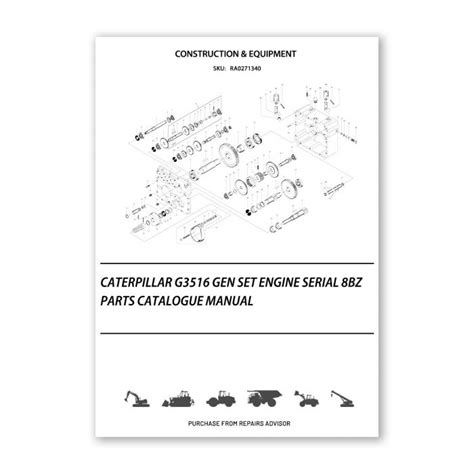 Caterpillar G3516 Gen Set Engine Serial 8bz Parts Catalogue Manual