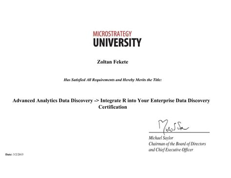 Microstrategy Certificate Ppt