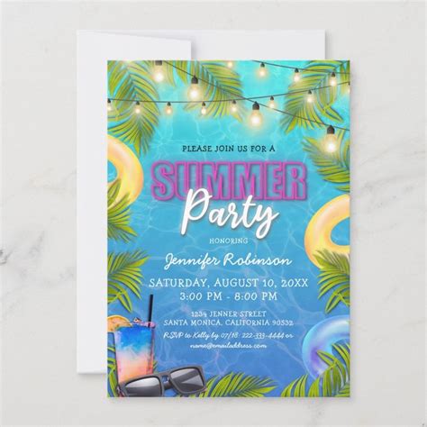 Tropical Summer Birthday Party Invitation Zazzle Summer Birthday