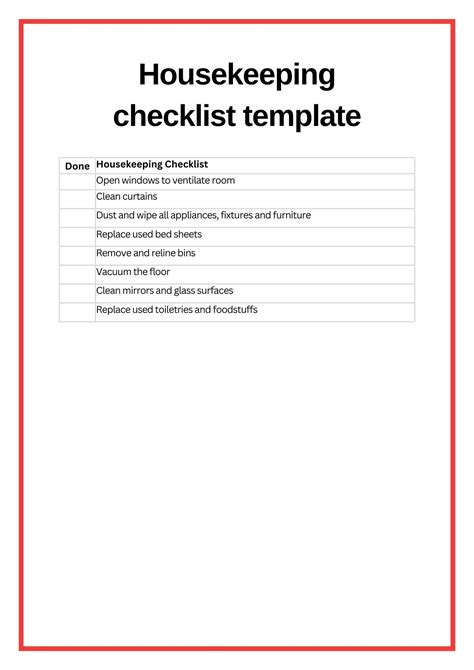 Free Printable Housekeeping Checklist Easy Guide Printables For Everyone