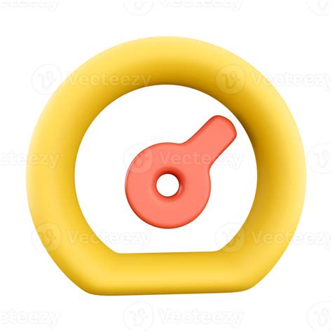 3d Rendering Speedometer Icon 3d Render Speed Indicator With Red Arrow