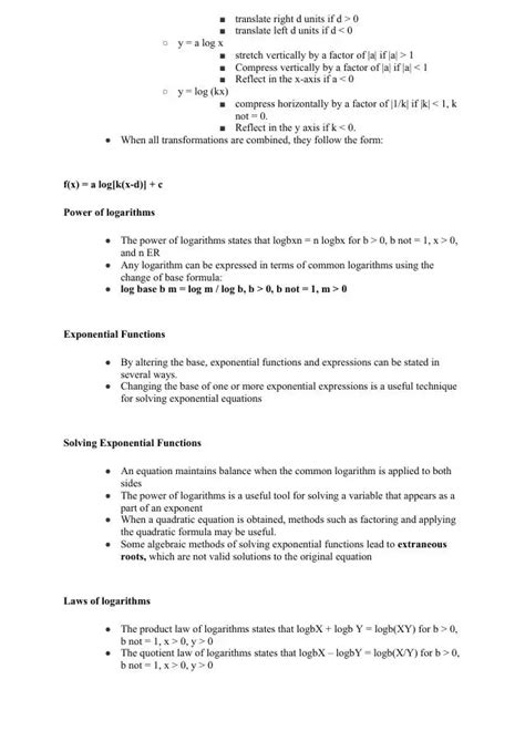 Mhf4u Advanced Functions Logarithms Test Virtual High School Keepnotes