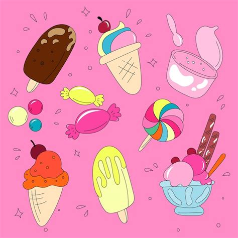 Premium Vector Cute Set Of Sweets