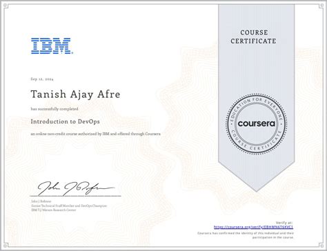 tanish afre on linkedin devops ibm coursera continuousintegration