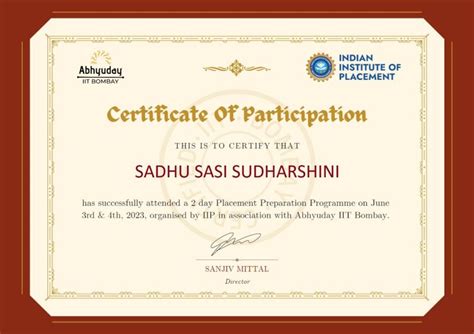 Sasi Sudharshini Sadhu On Linkedin Iitbombay Iip Placementpreparation