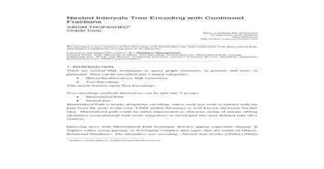 Nested Intervals Tree Encoding With Continued Fractions · Nested