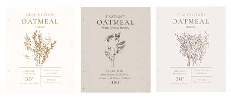 Set Of Customizable Oatmeal Labels Of Natural Healthy Food Cereal Oat