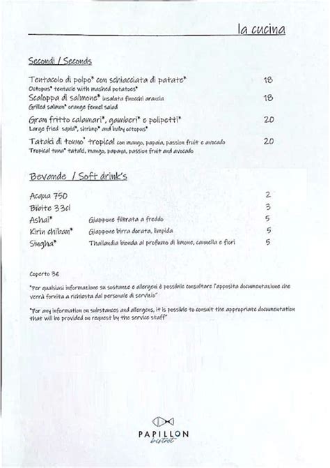 Carte Et Menus 2026 Papillon Bistrot à Senago Thefork