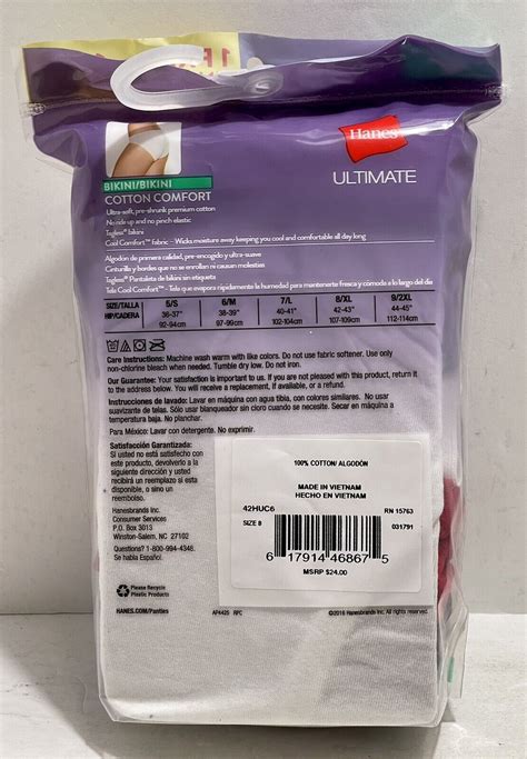 2 Pack Hanes Womens 6pack Ultimate Cotton Comfort Ultra Soft Bikini Sz