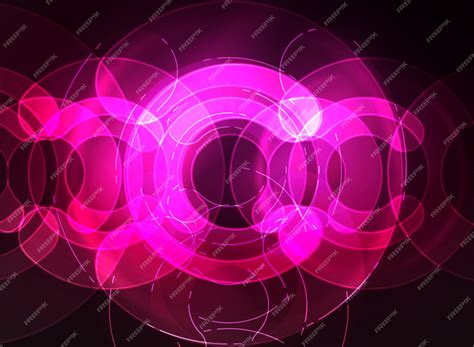 Premium Vector Round Glowing Elements On Dark Space Abstract